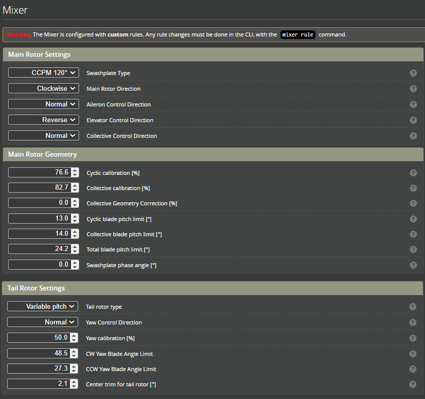 Tuning examples and presets | Rotorflight